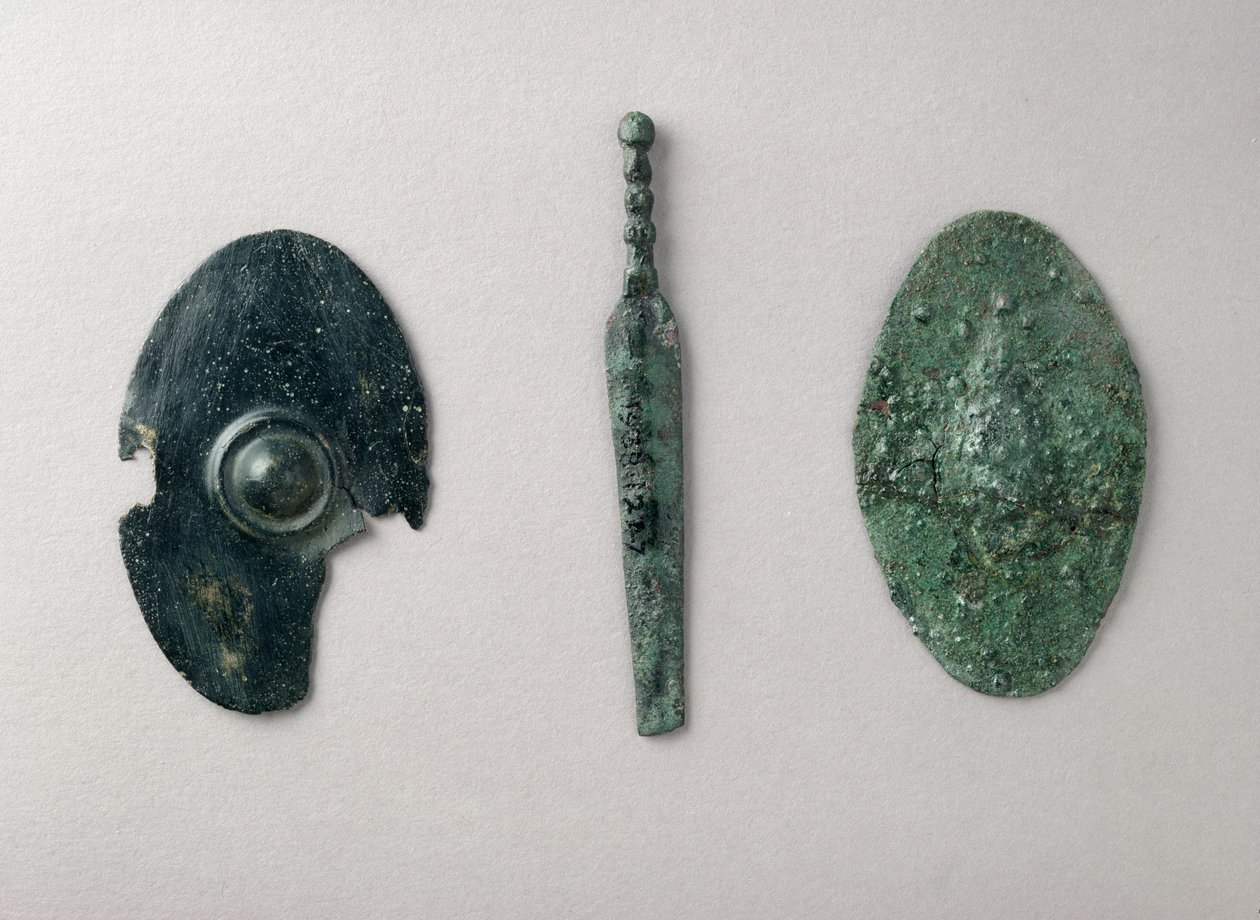 Miniature Models of Weapons: Shield from Leafield, Oxon; Sword and Shield from a Late Iron Age ...